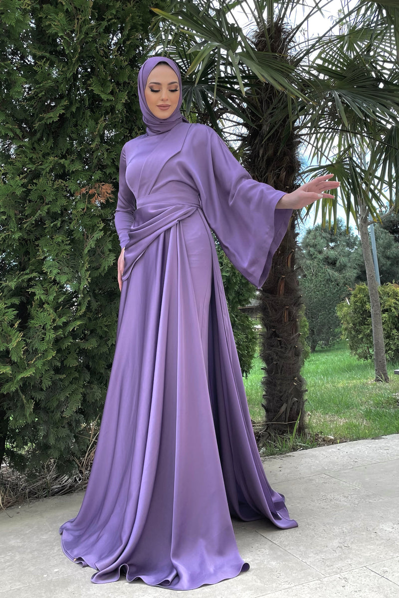 Feraye Koyu Lila Tesettür Abiye – sureyyaistif